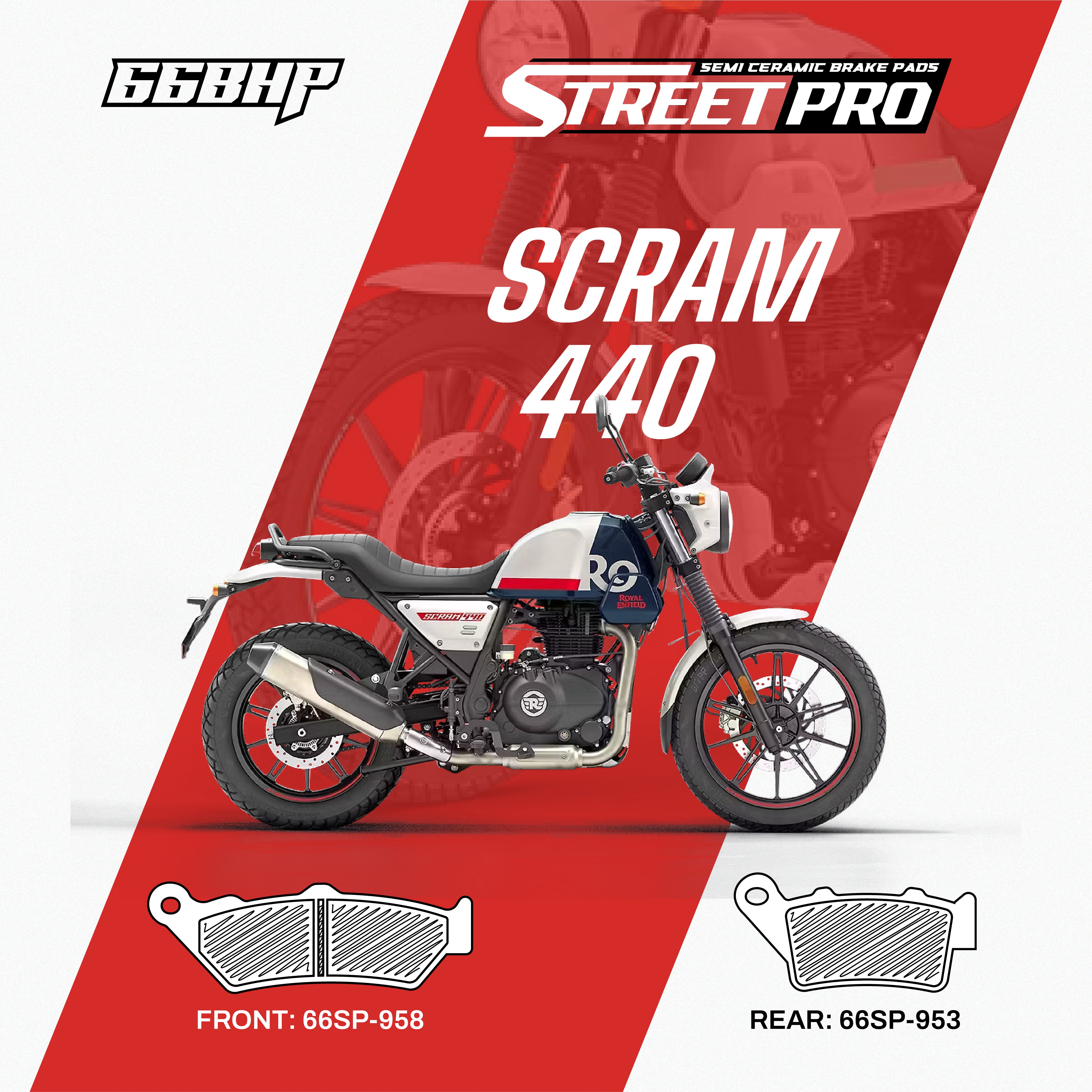 Royal Enfield Scram 440 Street Pro Semi Ceramic Brake Pads – LRL Motors