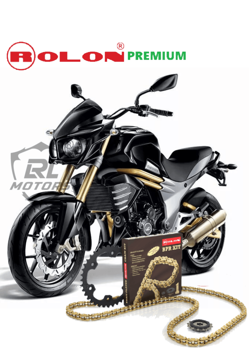Mahindra Mojo 300 ( Till 2018 ) Rolon Brass Chain and Sprocket Kit ...